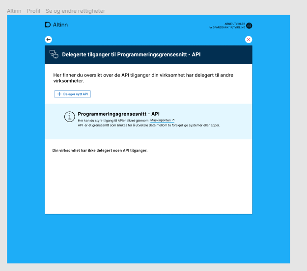 API delegering- delegations overview page when no APIs are delegated ...