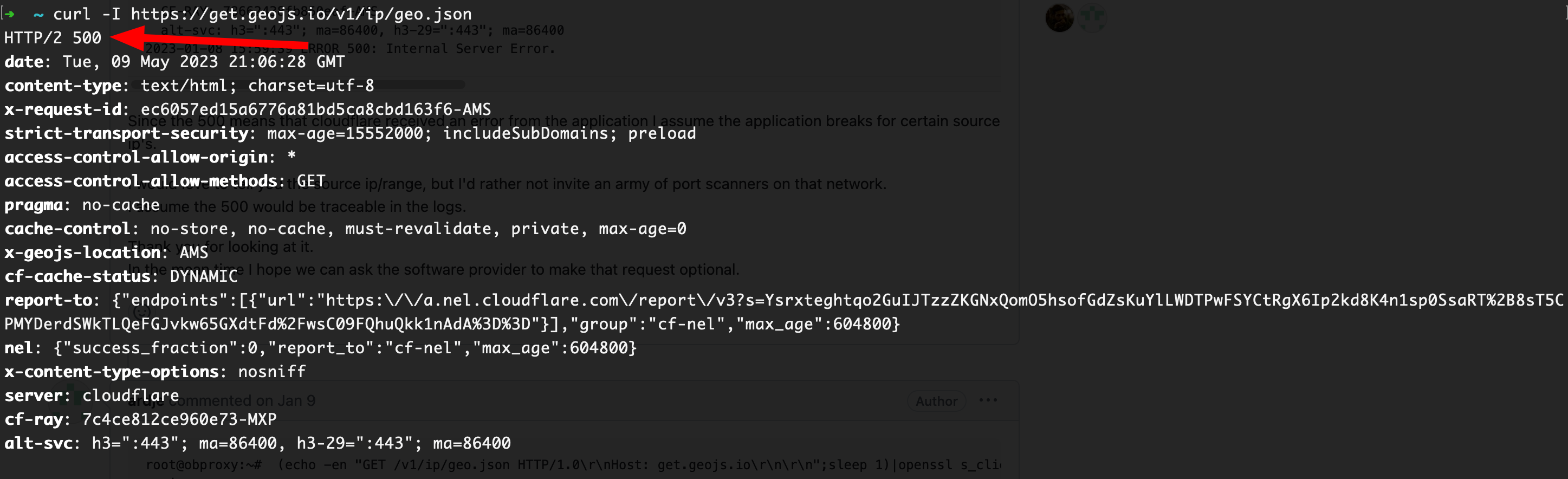 get.geojs.io throws 500 for certain source ip's · Issue #48 · jloh/geojs · GitHub