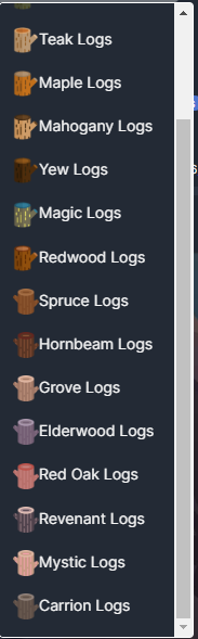 [Bug]: Firemaking - Linden Logs don't appear in 'Select your Log' drop down · Issue #2882 ...