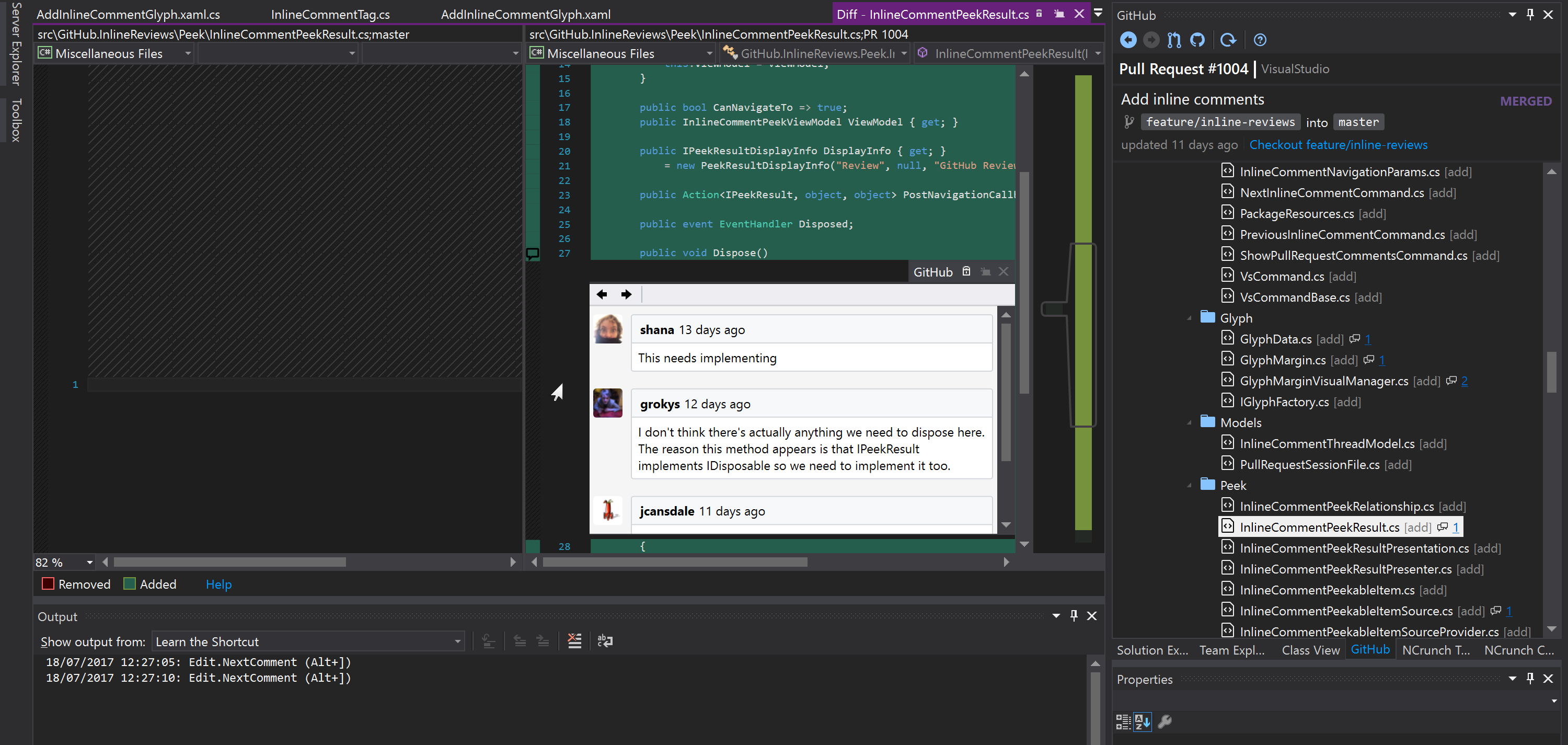 Surfacing interesting inline comments threads · Issue #1077 · github/VisualStudio · GitHub