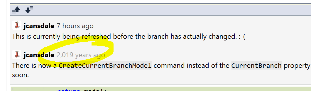 Date of inline comment shows 2019 years ago · Issue #2021 · github/VisualStudio · GitHub