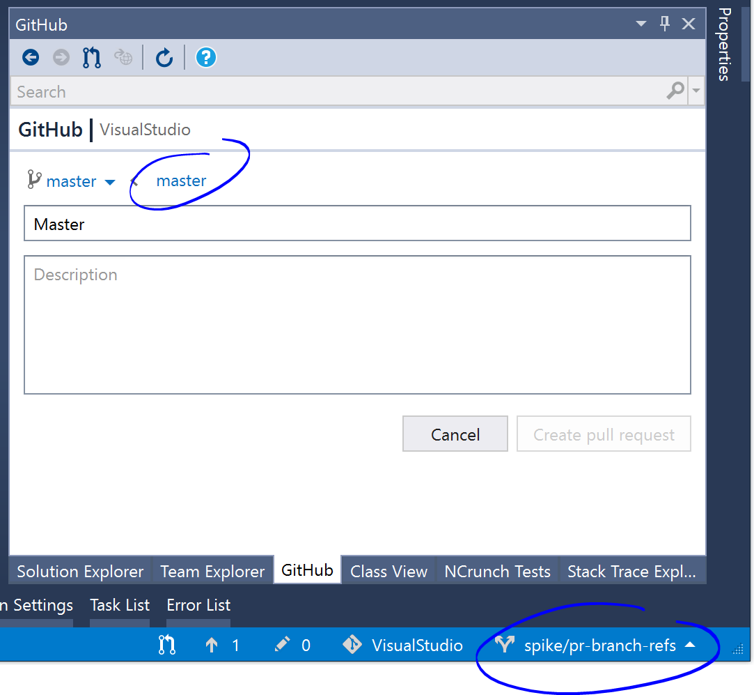 Create PR page doesn't notice when current branch changes · Issue #2160 · github/VisualStudio ...