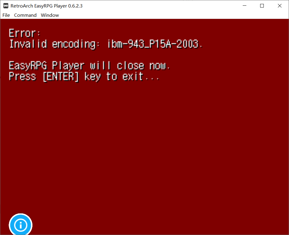 libretro core won't start the game Ruina, giving Error: Invalid encoding: ibm-943_P15A-2003 ...