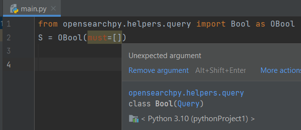 [BUG] IDE fails with autocompletion when working with opensearchpy ...