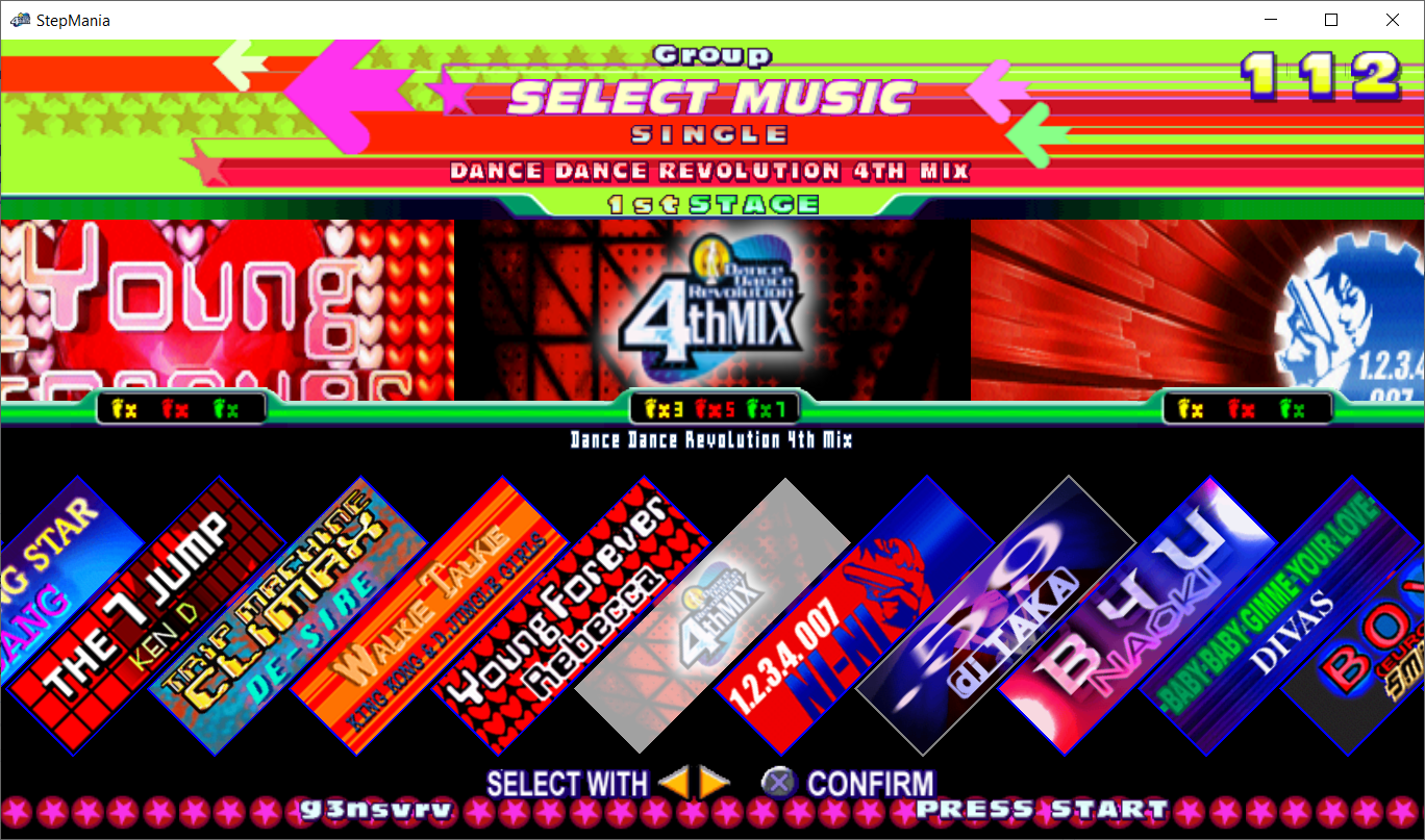 Need to configure stepmania as "show all songs" without grouping ...