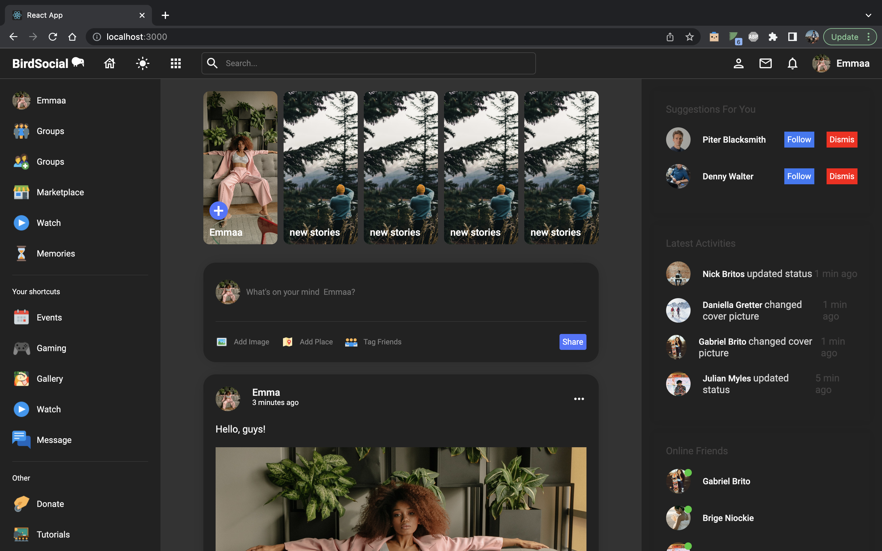 GitHub - innazozulia/BirdSocialMedia-ReactJS-NodeJS-MySQL-: Social Media Network App stack ...