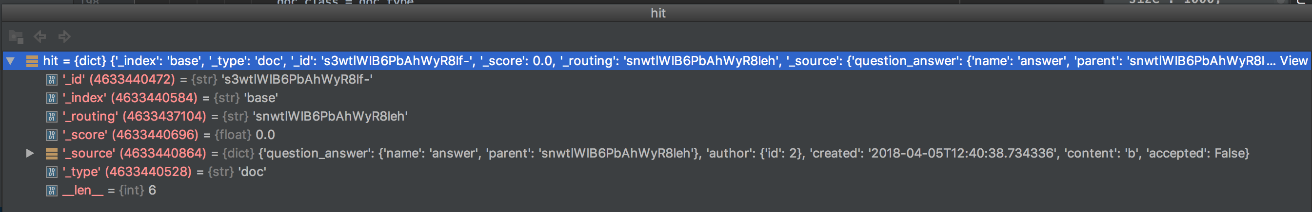Parent-Child `matches() missing 1 required positional argument: 'hit'` while searching for ...