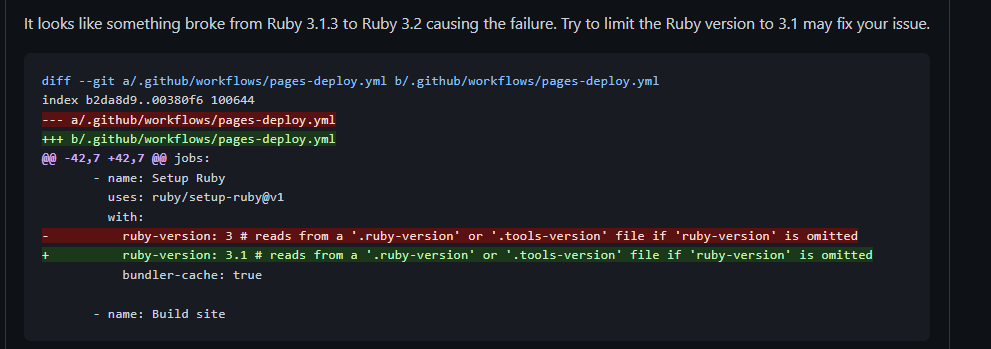 Error: The process '/opt/hostedtoolcache/Ruby/3.2.0/x64/bin/bundle' failed with exit code 5 ...