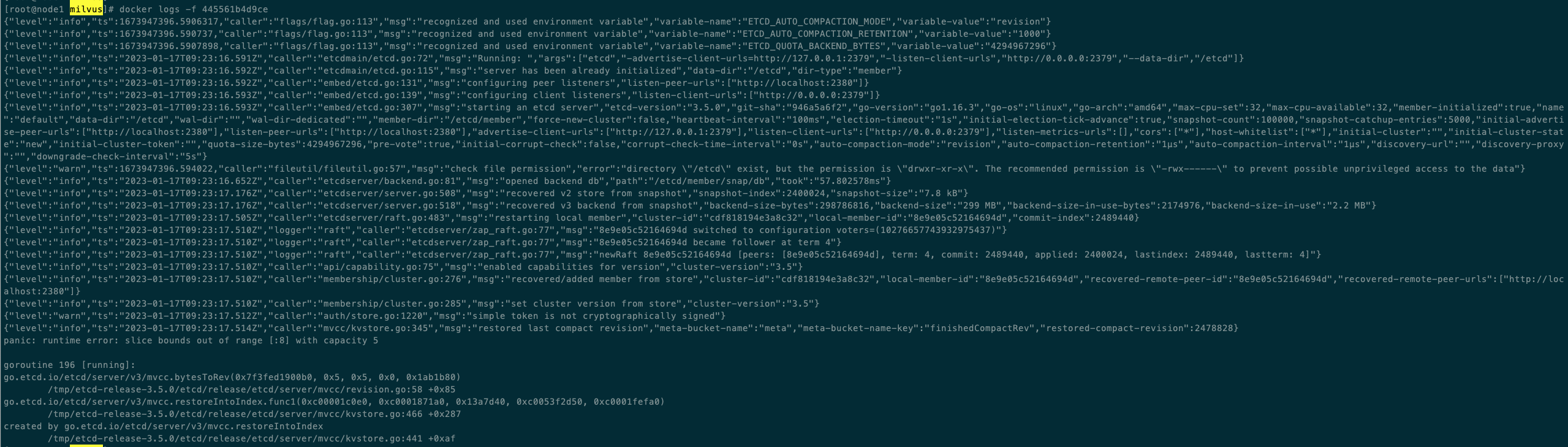 [Bug]: The etcd of the stand-alone version of milvus cannot be started · Issue #21780 · milvus ...
