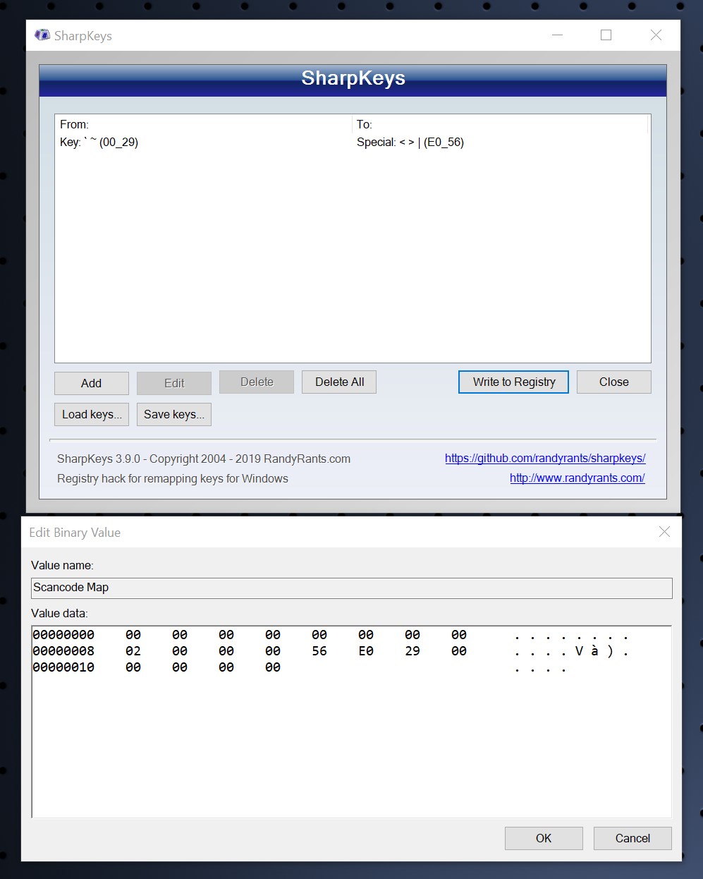 Can't map anything to the Special: | key · Issue #382 · randyrants/sharpkeys · GitHub