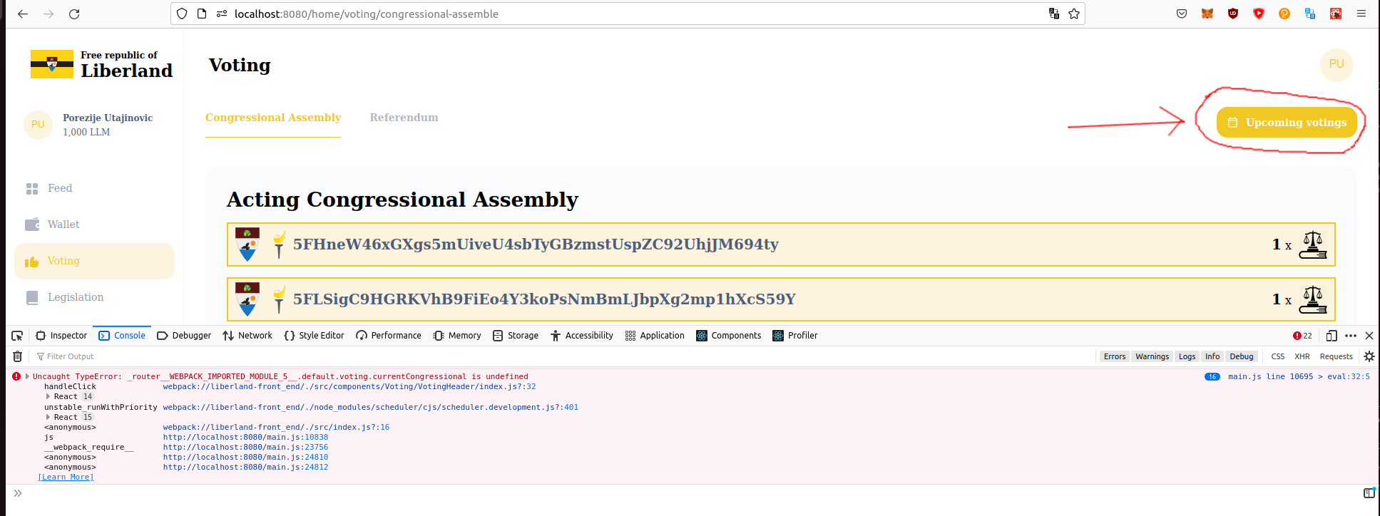 Dead "Upcoming votings" button · Issue #36 · liberland/liberland_frontend · GitHub