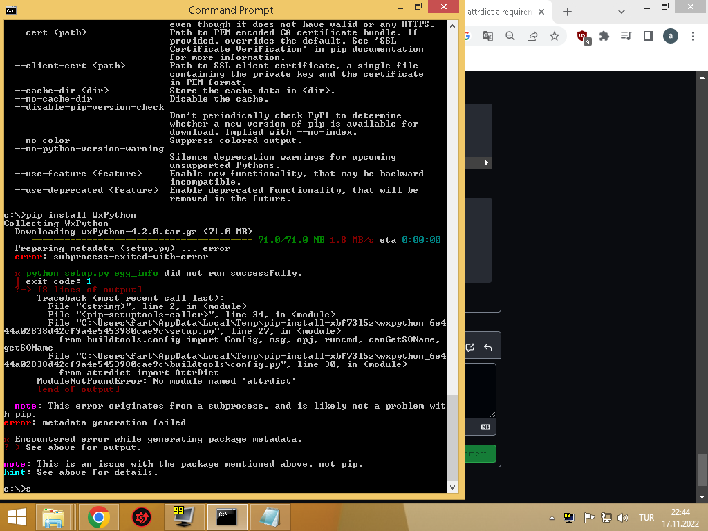 attrdict a requirement for pip install fails otherwise. · Issue #2225 · wxWidgets/Phoenix · GitHub