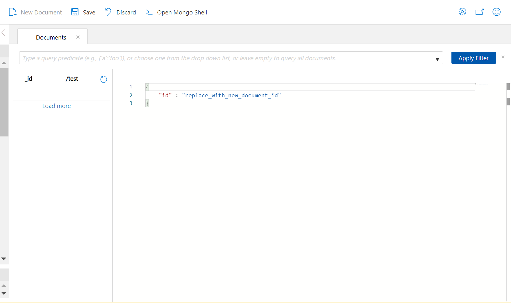 Default Document For Mongo Api Should Have An Id Property · Issue 968 · Azurecosmos Explorer