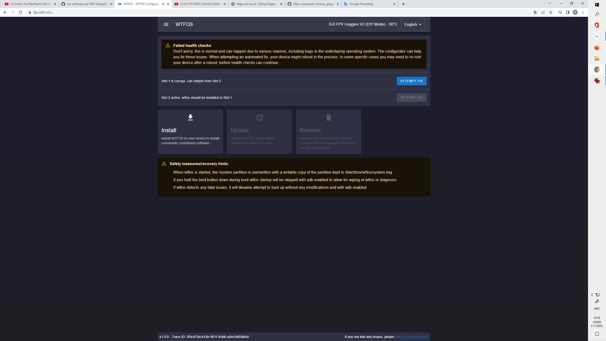 After successfully rooting, goggles (Com port) don't show up on Com port popup window, · Issue ...