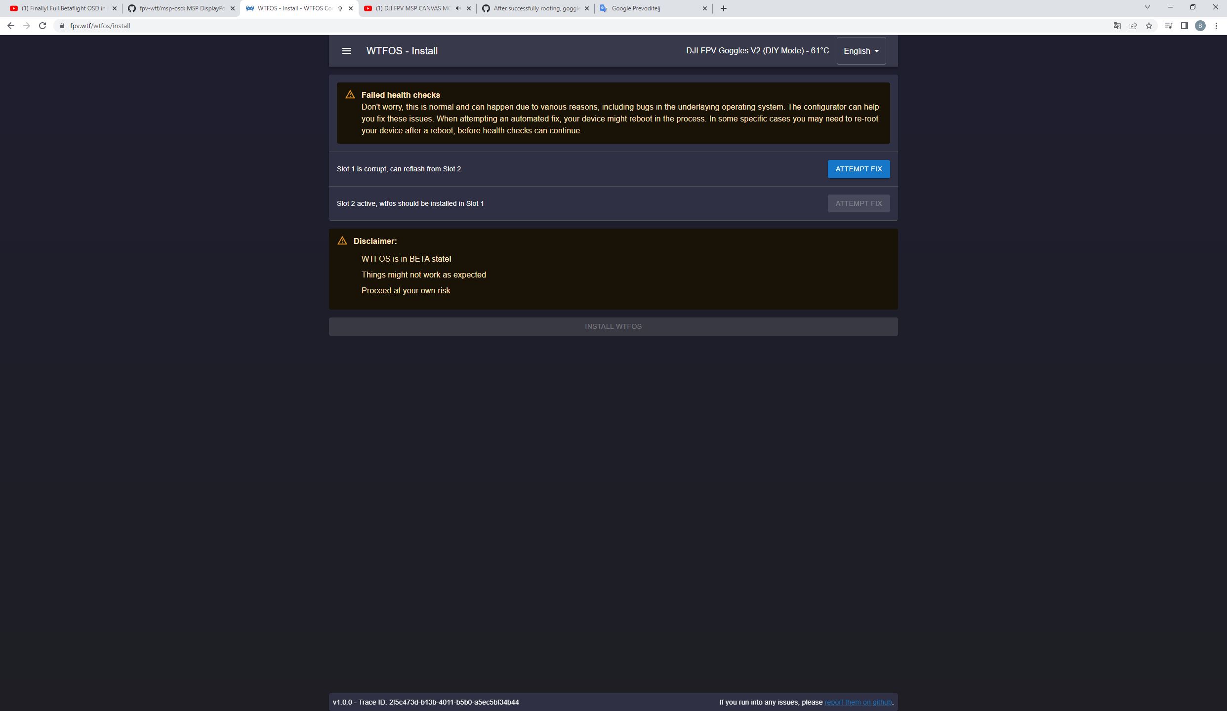 After successfully rooting, goggles (Com port) don't show up on Com port popup window, · Issue ...