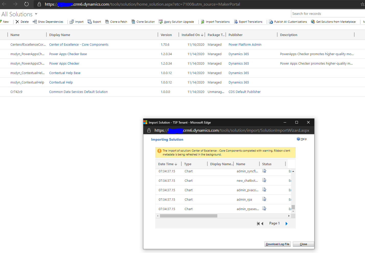 [BUG]: Solution "Center of Excellence - Core Components" failed to import: Import failed: An ...