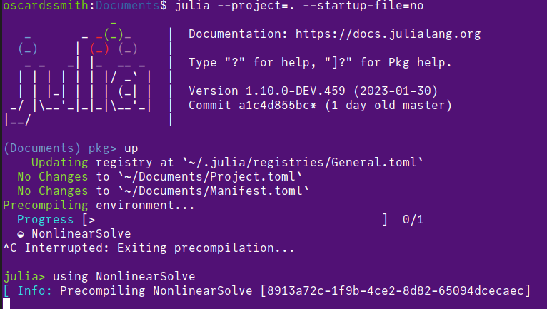 Precompilation of `NonlinearSolve` on master never finishes · Issue #48488 · JuliaLang/julia ...