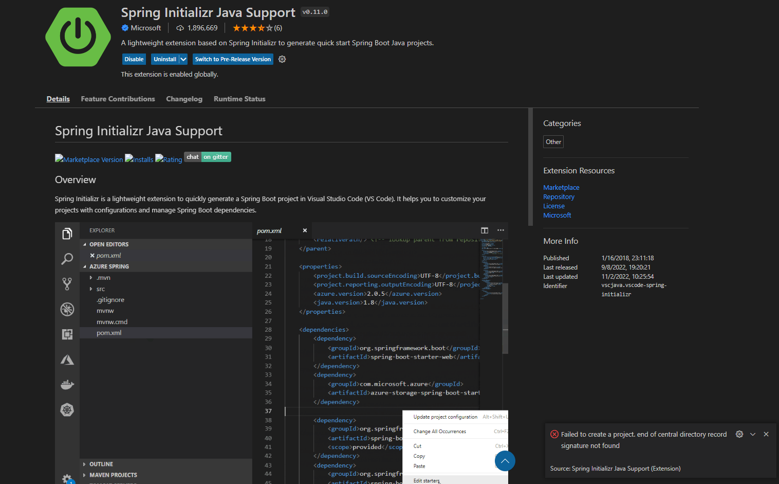 Failed to create a project. end of central directory record signature not found · Issue #218 ...