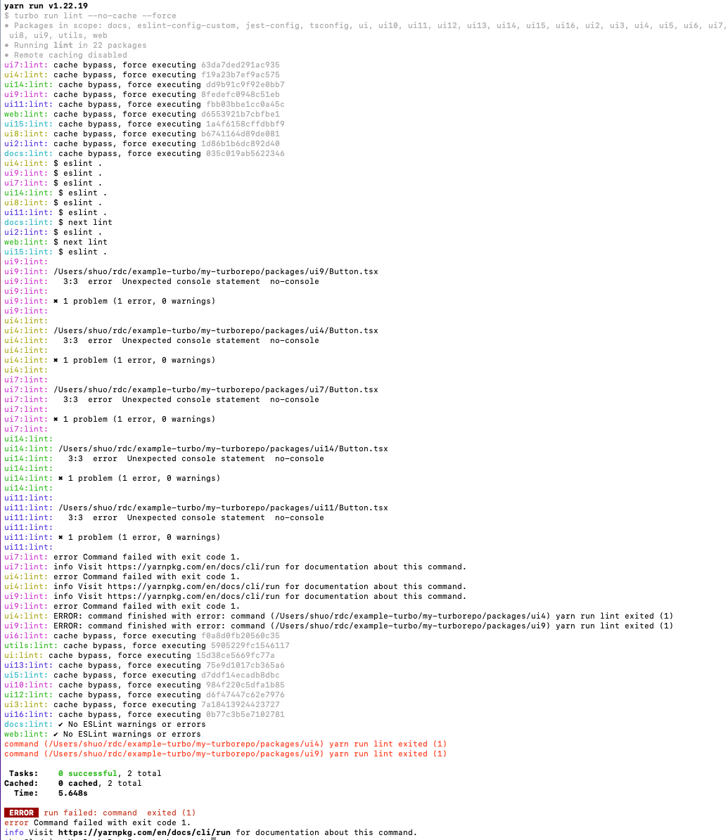 [turborepo] Turbo lint doesn't go through all packages · Issue #4219 · vercel/turborepo · GitHub