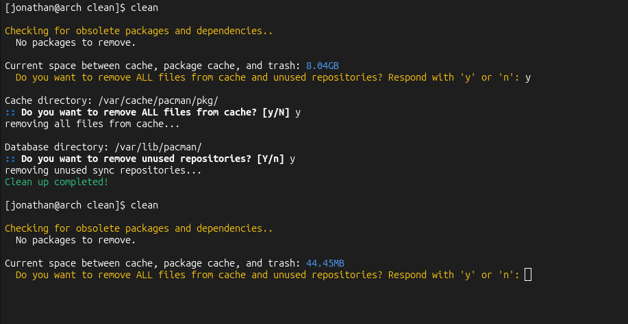 GitHub - ArchItalia/clean: Clean easy command for arch linux
