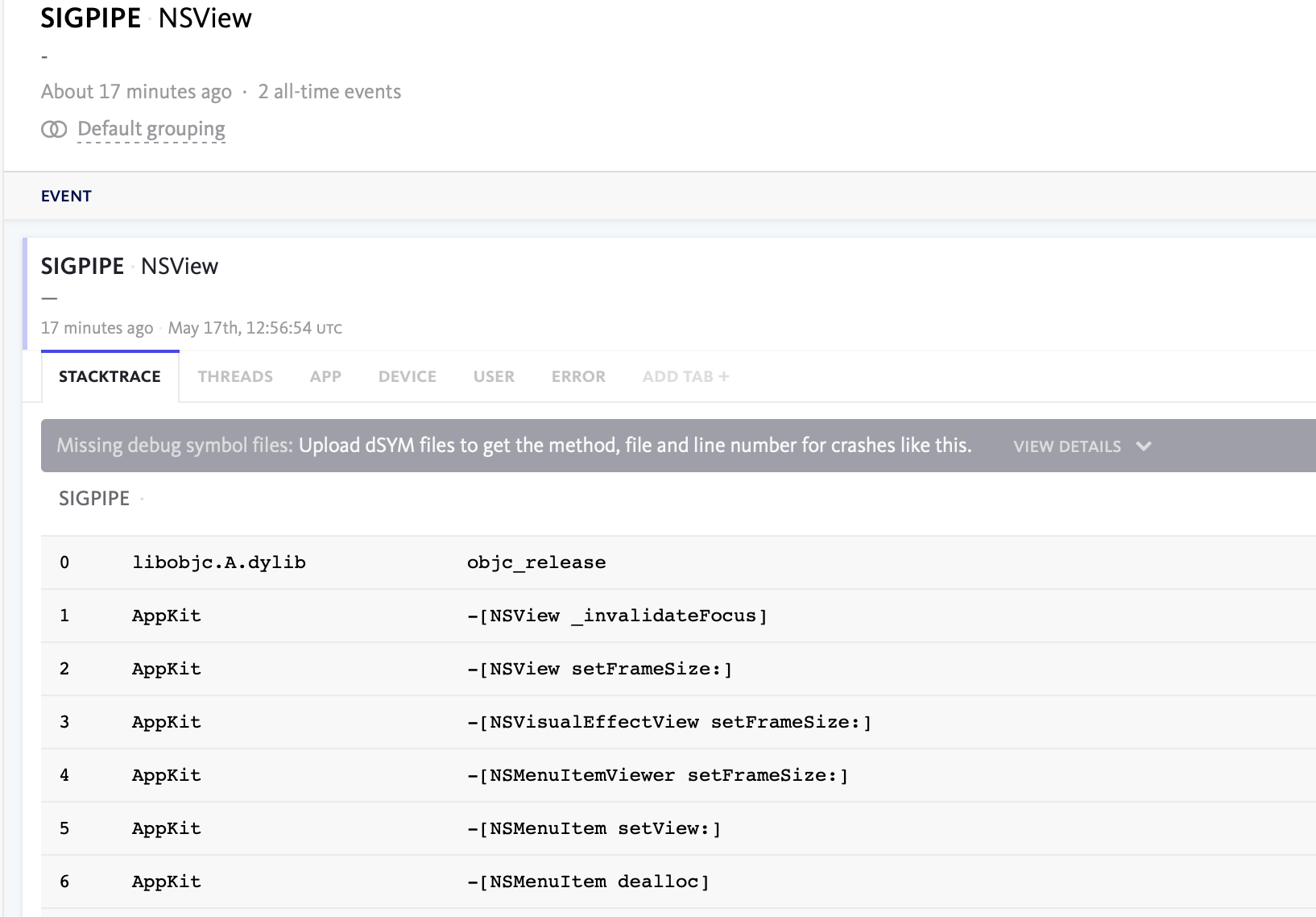 Ignored signal via SIG_IGN is reported to dashboard · Issue #604 · bugsnag/bugsnag-cocoa · GitHub