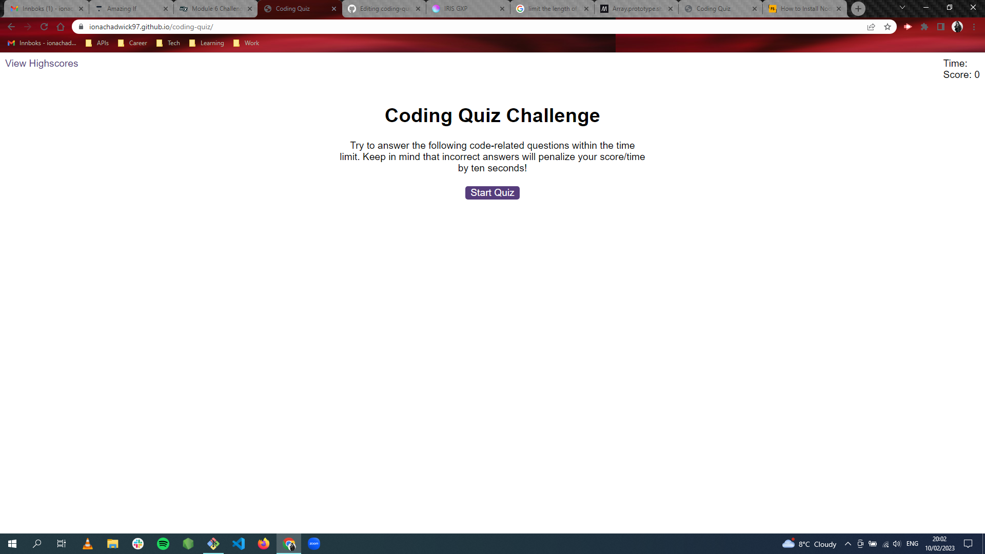 GitHub - ionachadwick97/coding-quiz