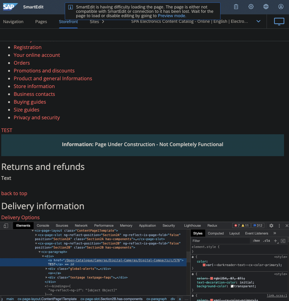 linked page contained in ParagraphComponent could not be loaded under SmartEdit · Issue #15051 ...