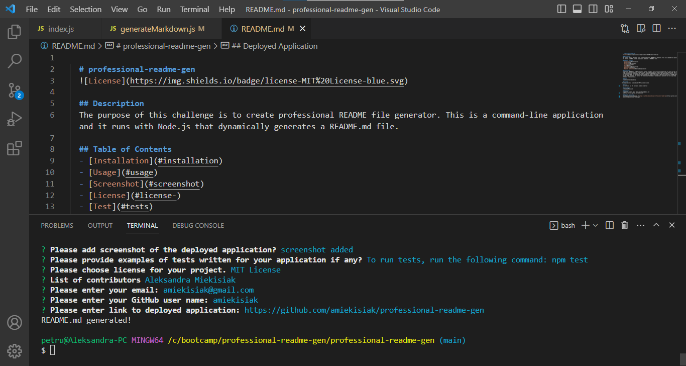 GitHub - amiekisiak/professional-readme-gen