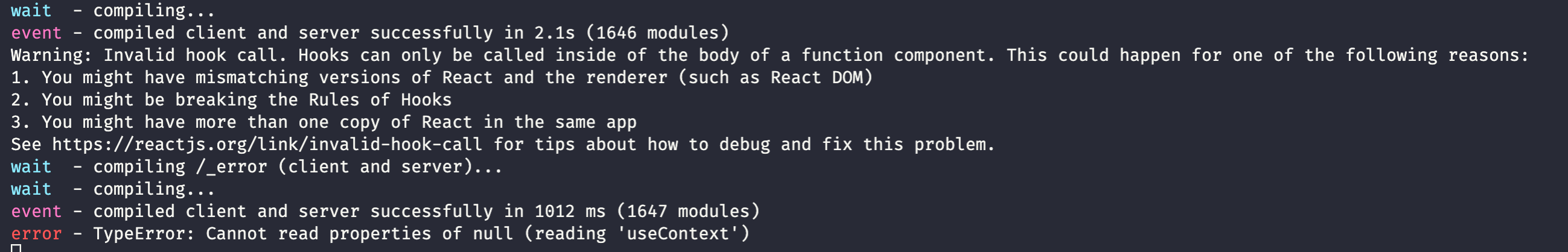 Building static pages fails with prerendering errors - Cannot read properties of null (reading ...