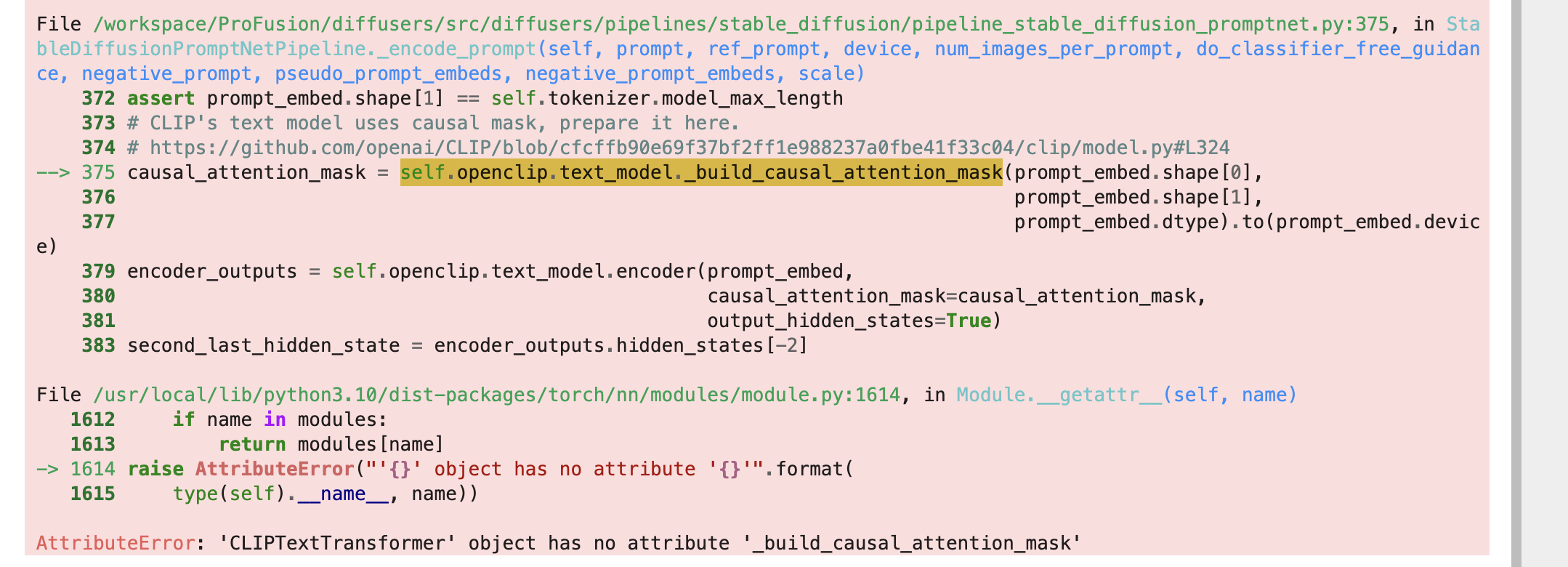 'CLIPTextTransformer' object has no attribute '_build_causal_attention ...