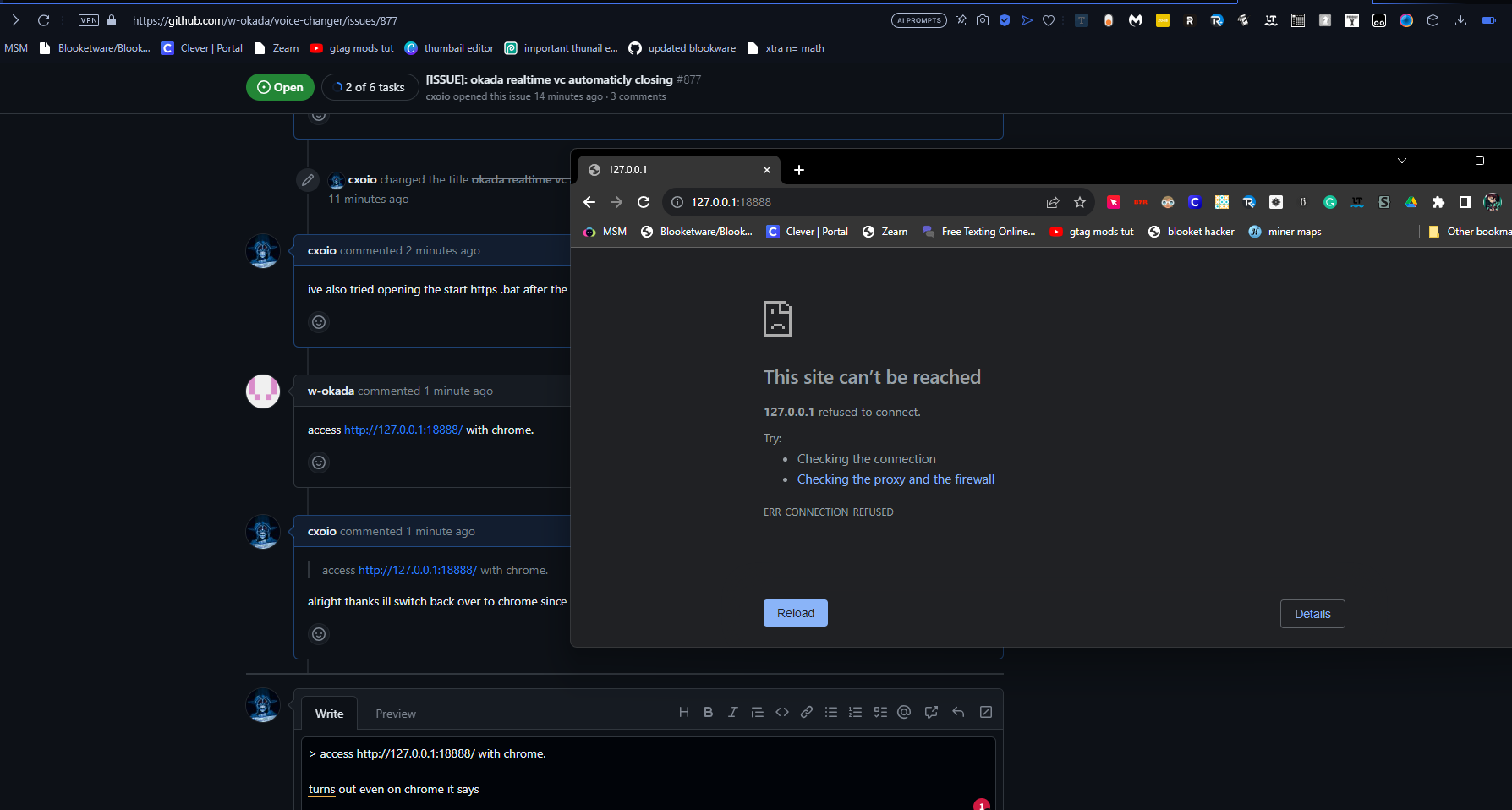 [ISSUE]: okada realtime vc automaticly closing · Issue #877 · w-okada/voice-changer · GitHub