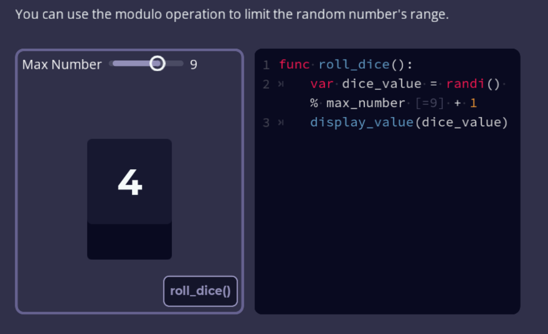 15. Modulo - Calculating a random number within a range · Issue #455 · GDQuest/learn-gdscript ...