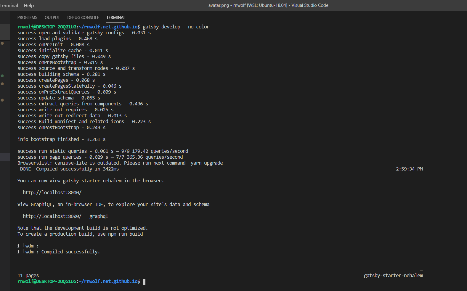 Color Of Text In Wsl Terminal Such That It Is Invisible After Running Gatsby Develop · Issue