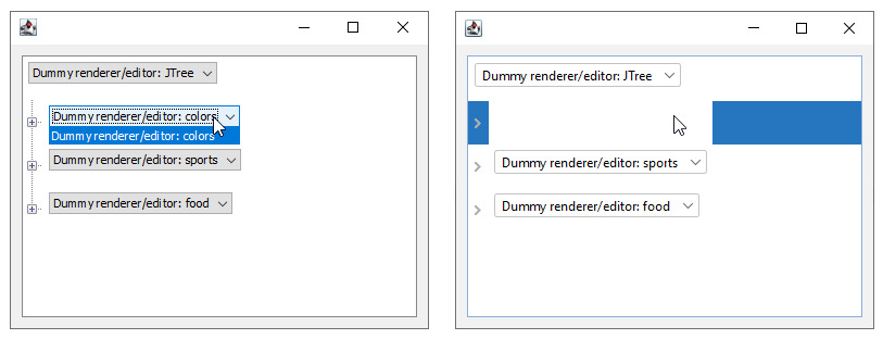 JTree: FlatLaf does not like components shared between the renderer and ...