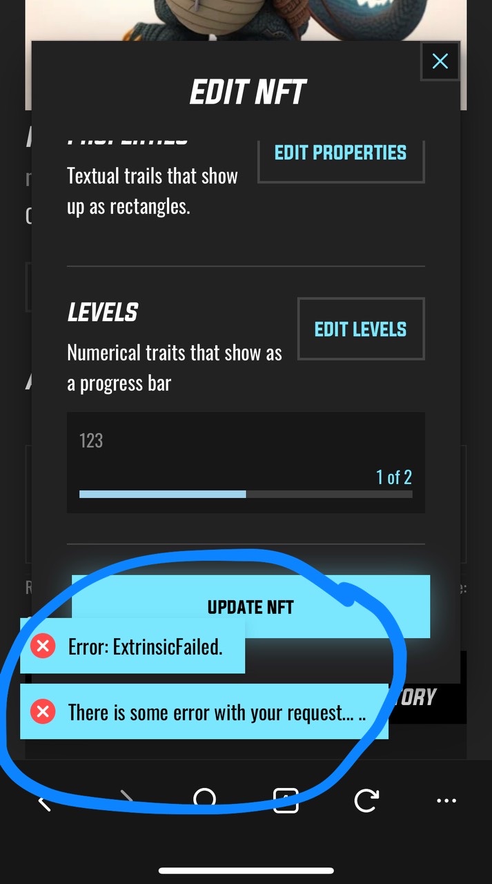 (Mobile) Edit NFT after bought it has error · Issue #246 · ArtZero-io/frontend-react · GitHub