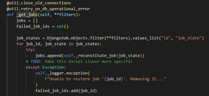 Add Utilcloseoldconnections In The Getjobsself Filters Funtion For The Db Connection