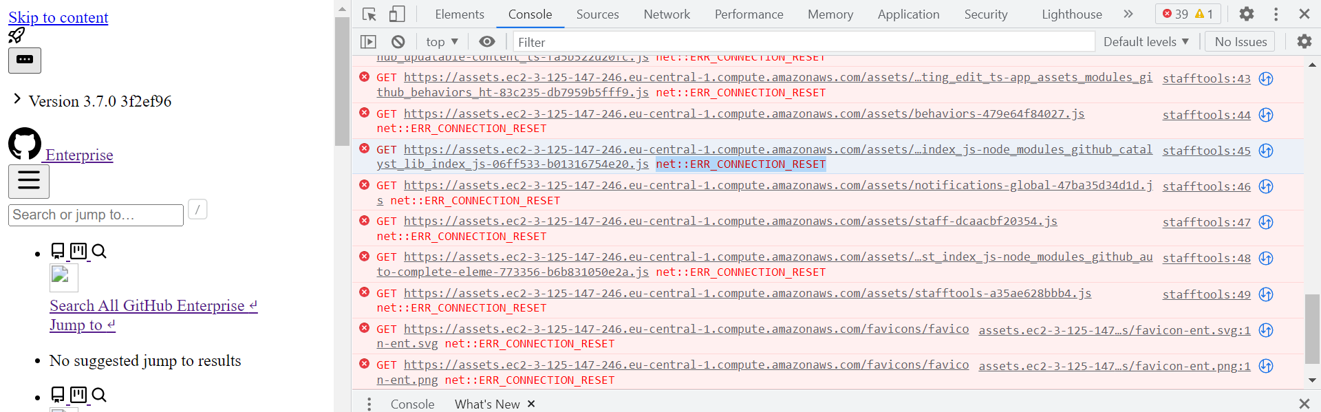 net::ERR_CONNECTION_RESET on all assets when loading github enterprise · community · Discussion ...