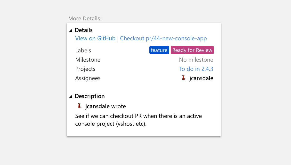 Make PR details pane layout more consistent with GitHub · Issue #1452 · github/VisualStudio · GitHub
