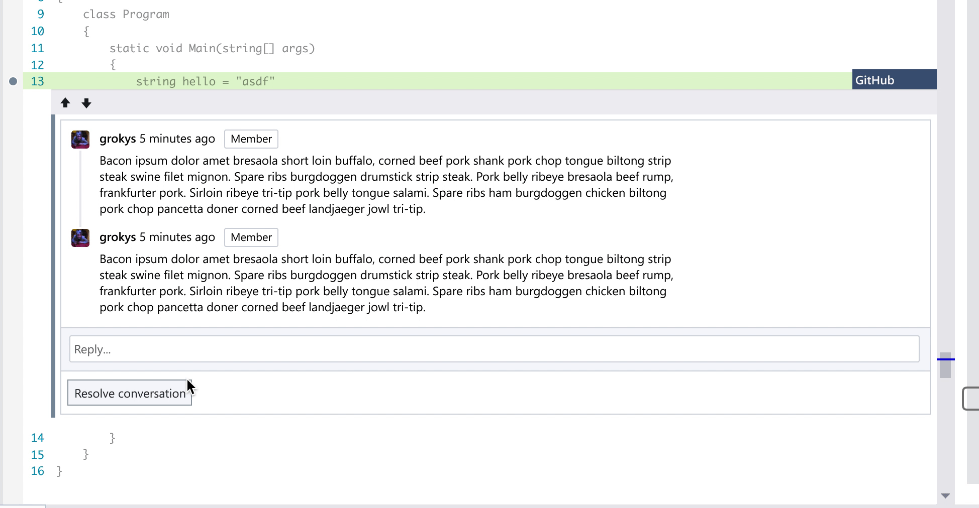 Resolve comments in Visual Studio · Issue #2101 · github/VisualStudio · GitHub