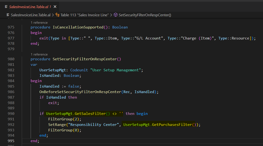 Table 113 Sales Invoice Line, bug in SetSecurityFilterOnRespCenter setting purchase filter ...