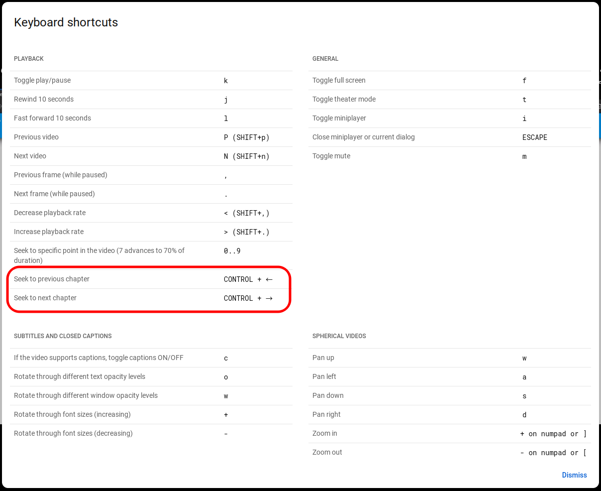 [Feature Request]: Add missing keyboard shortcuts to navigate chapters: "CONTROL + ←", "CONTROL ...
