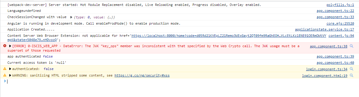 [question] Code Flow Failing With Error Dataerror The Jwk Key Ops Member Was Inconsistent