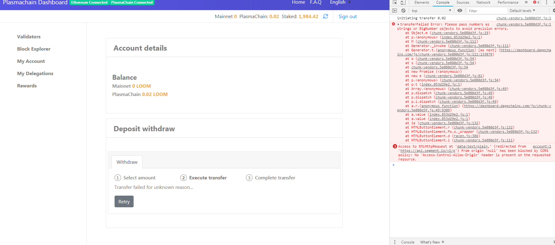 withdraw failed · Issue #210 · loomnetwork/dashboard · GitHub