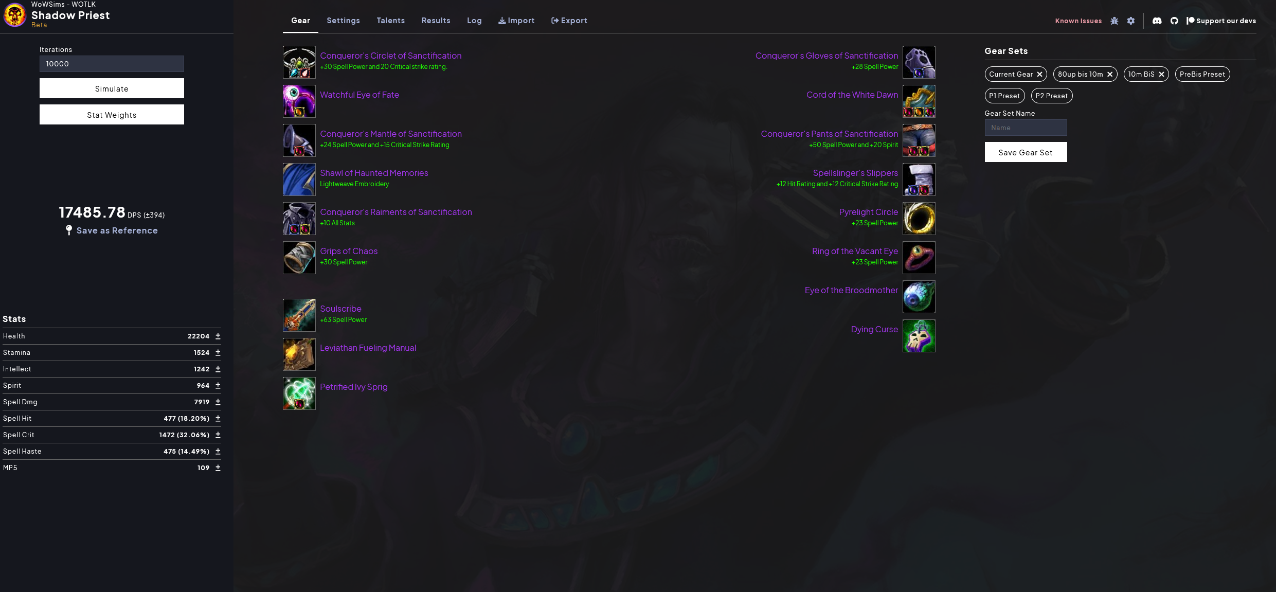 Shadow Priest DPS is off · Issue #2861 · wowsims/wotlk · GitHub