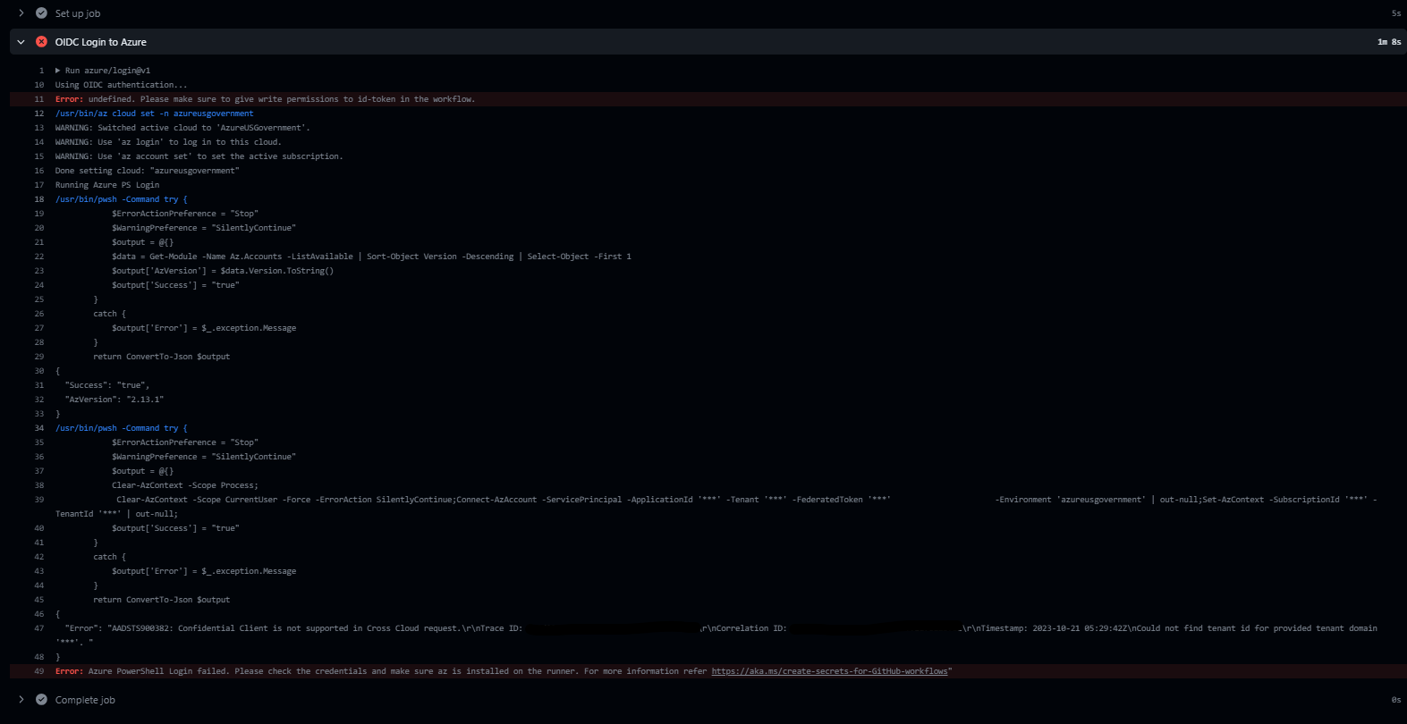 OIDC login to US Gov Cloud fails when AzPSSession is enabled · Issue #355 · Azure/login · GitHub