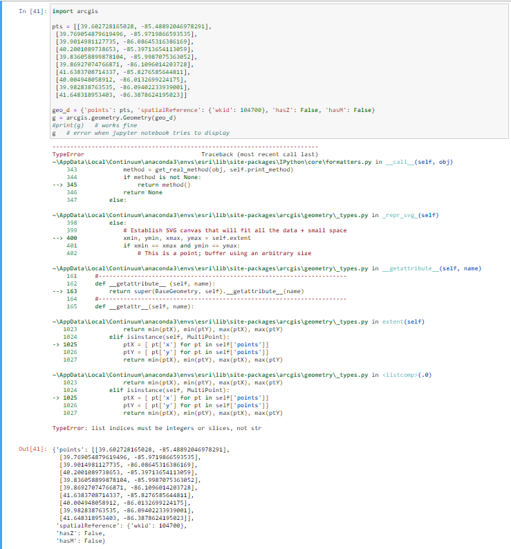 Typeerror When Displaying Multipoint In Jupyter Notebook · Issue 651 · Esriarcgis Python Api