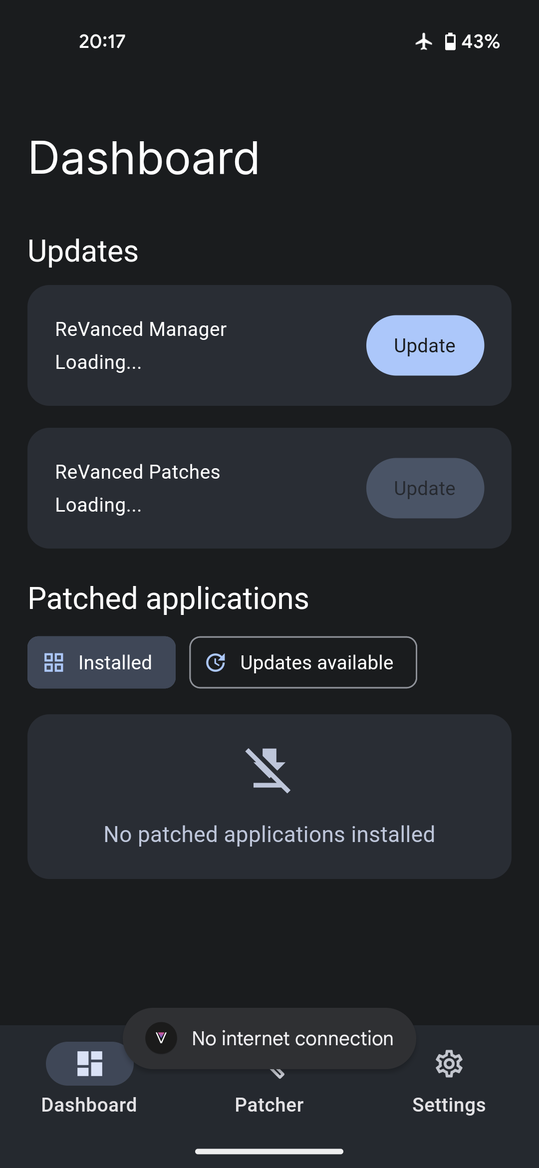 bug: update option active when offline · Issue #986 · ReVanced/revanced-manager · GitHub