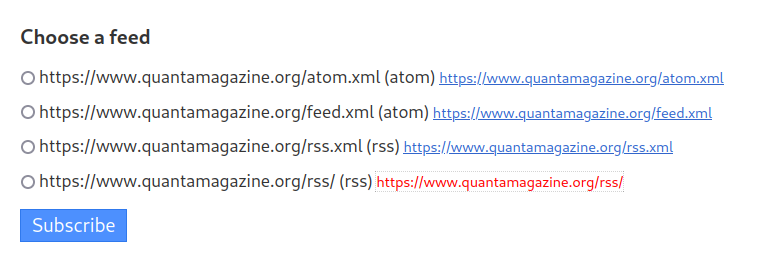 Quanta Magazine RSS Feed Autodetection Incorrect · Issue #2050 · miniflux/v2 · GitHub