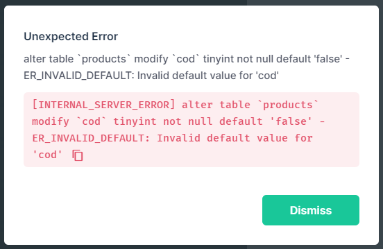 Unable to edit Boolean field [ ER_INVALID_DEFAULT ] · Issue #6156 · directus/directus · GitHub