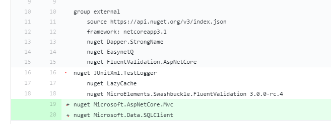 paket add using groups does not indent when adding to paket.dependecies · Issue #3784 ...